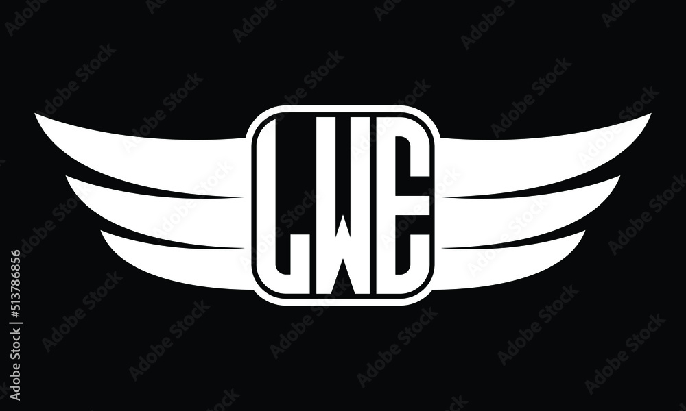 LWE three Letter Wings Flying Initial wing symbol minimalist creative ...