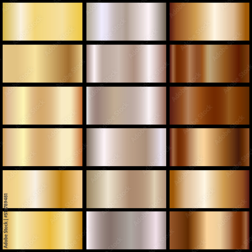 Holographic textures of gold and bronze foil in a large set. Vector ...