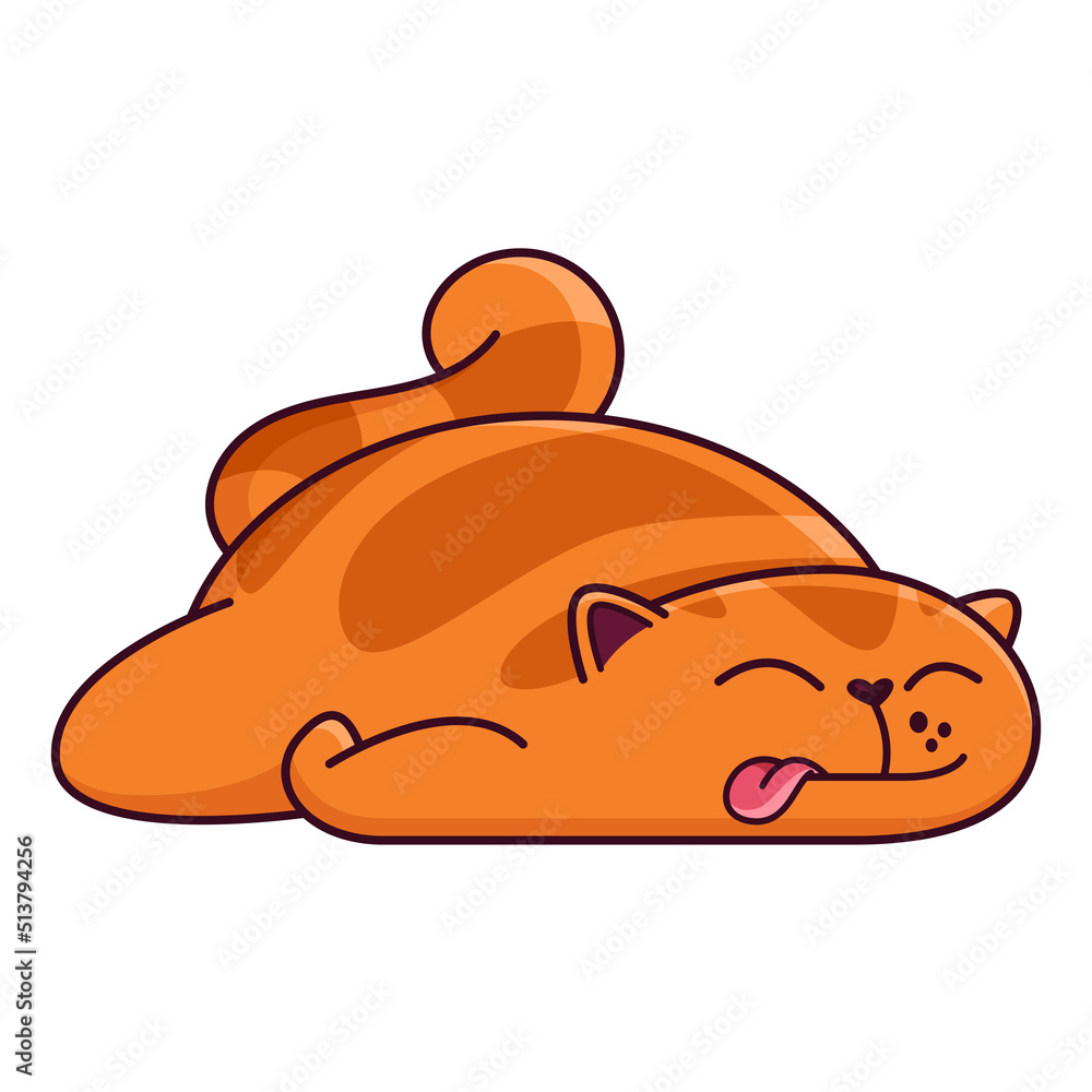 Cute Red Cat Sleeps With His Tongue Hanging Out Shows The Emotions Of