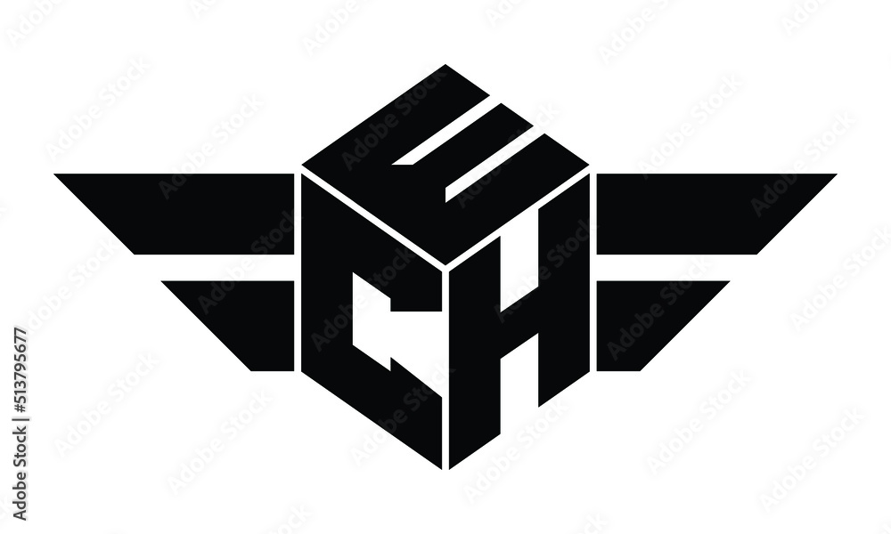ECH three letter gaming logo in polygon cube shape logo design vector ...