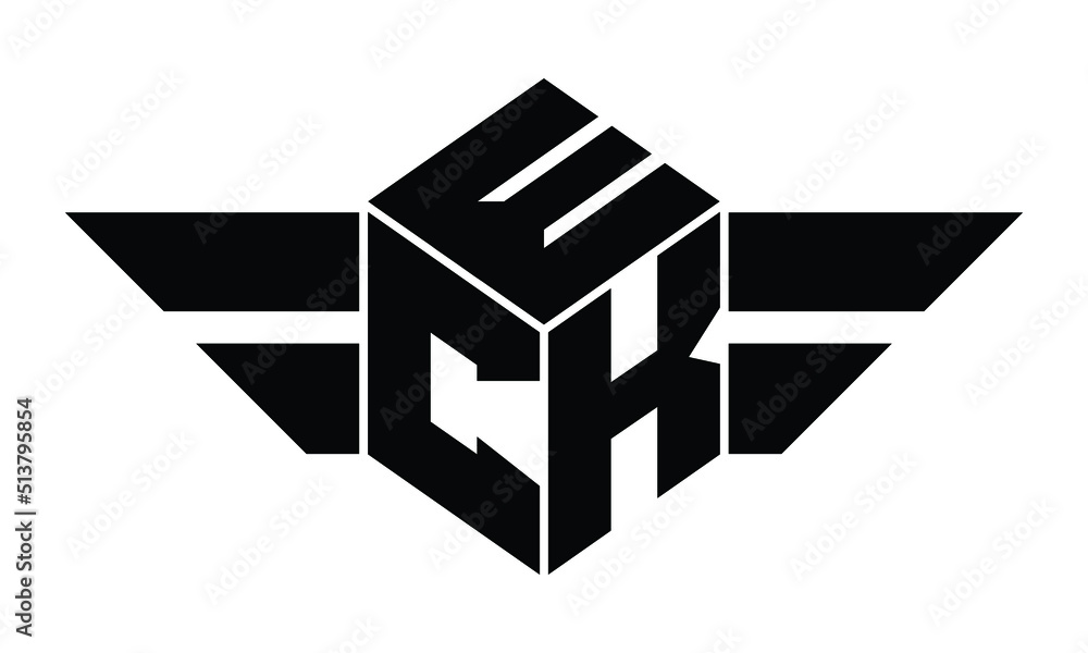 ECK three letter gaming logo in polygon cube shape logo design vector ...