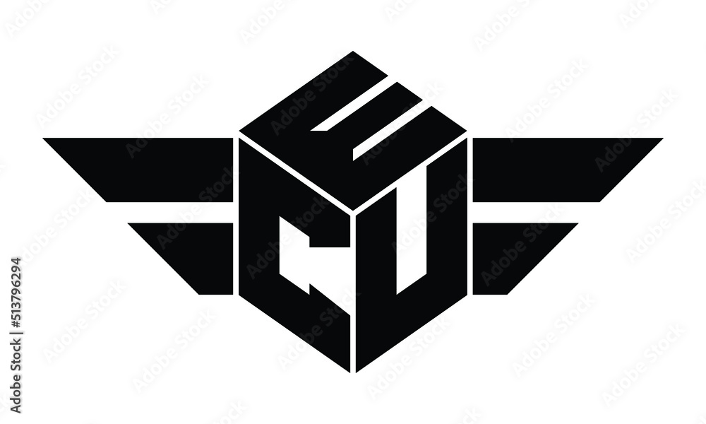 ECU three letter gaming logo in polygon cube shape logo design vector ...