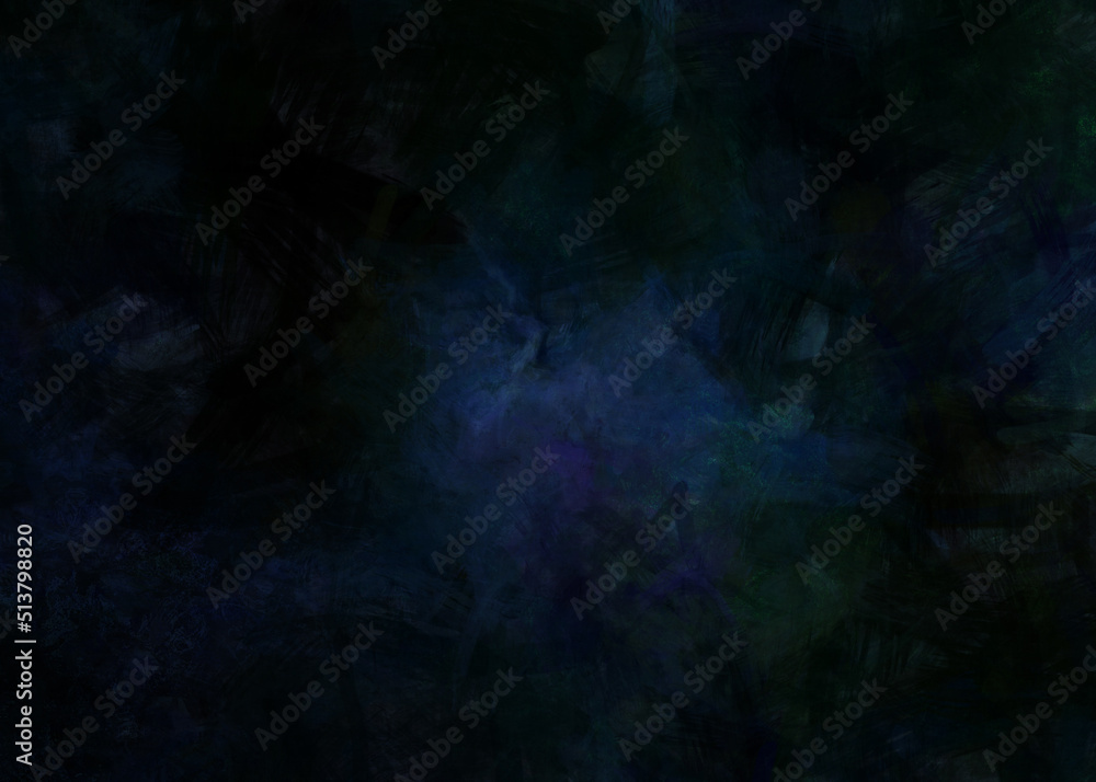 Dark night navy blue stain of watercolor paint on dark background ...