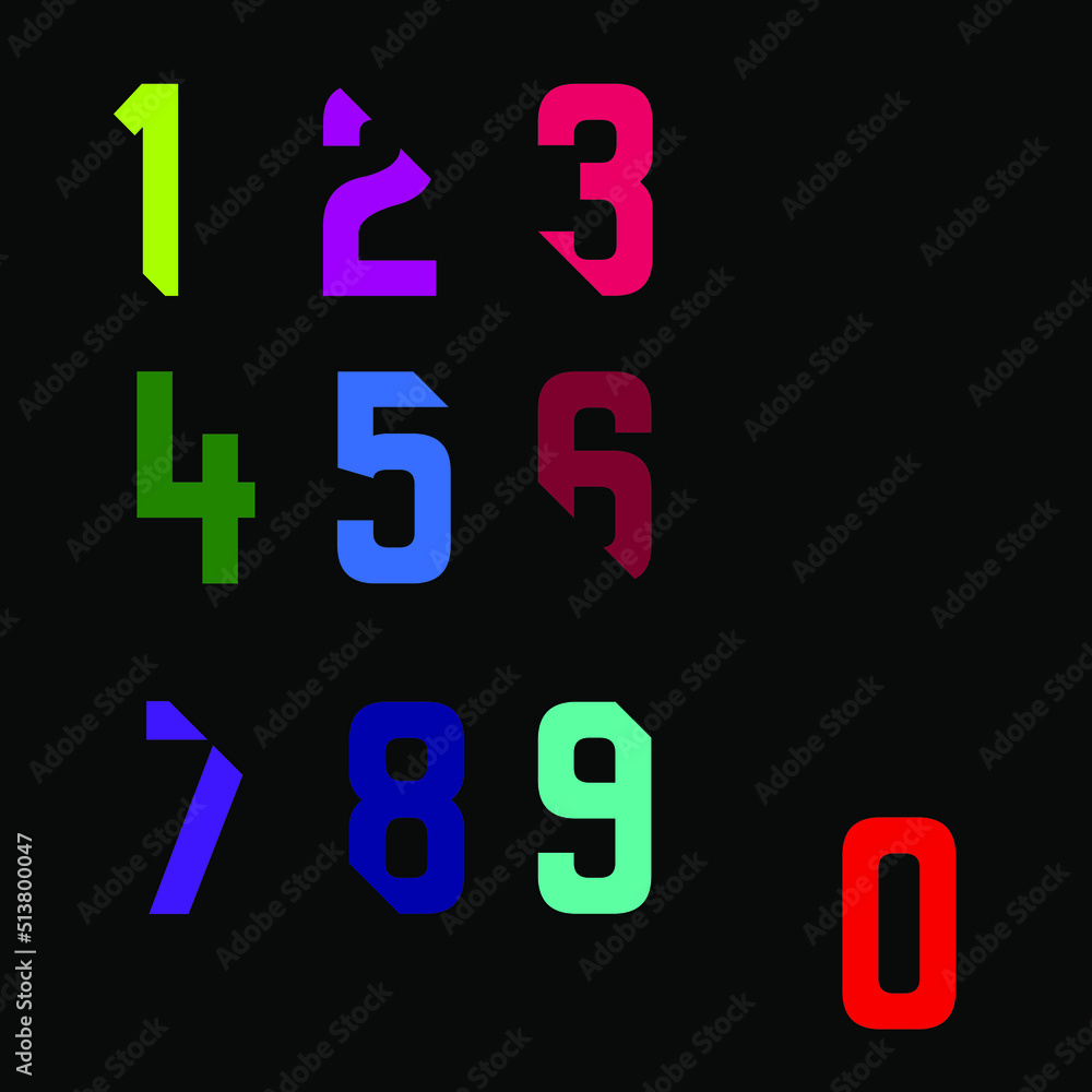 vector colored number drawings examples of my designs Stock Vector ...