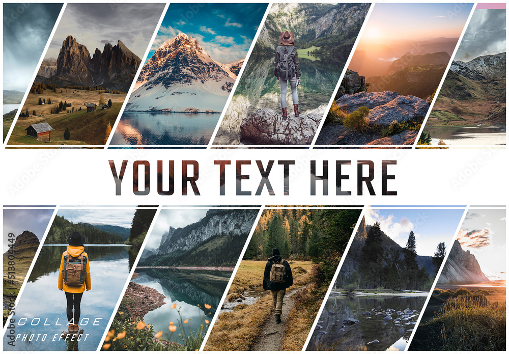 Photo Collage Strip Effect Mockup Stock Template | Adobe Stock