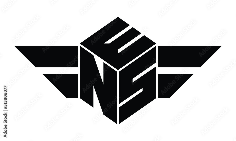 ENS three letter gaming logo in polygon cube shape logo design vector ...
