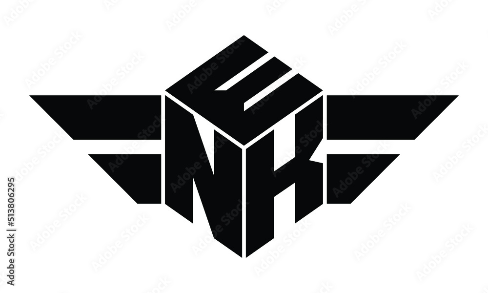ENK three letter gaming logo in polygon cube shape logo design vector ...