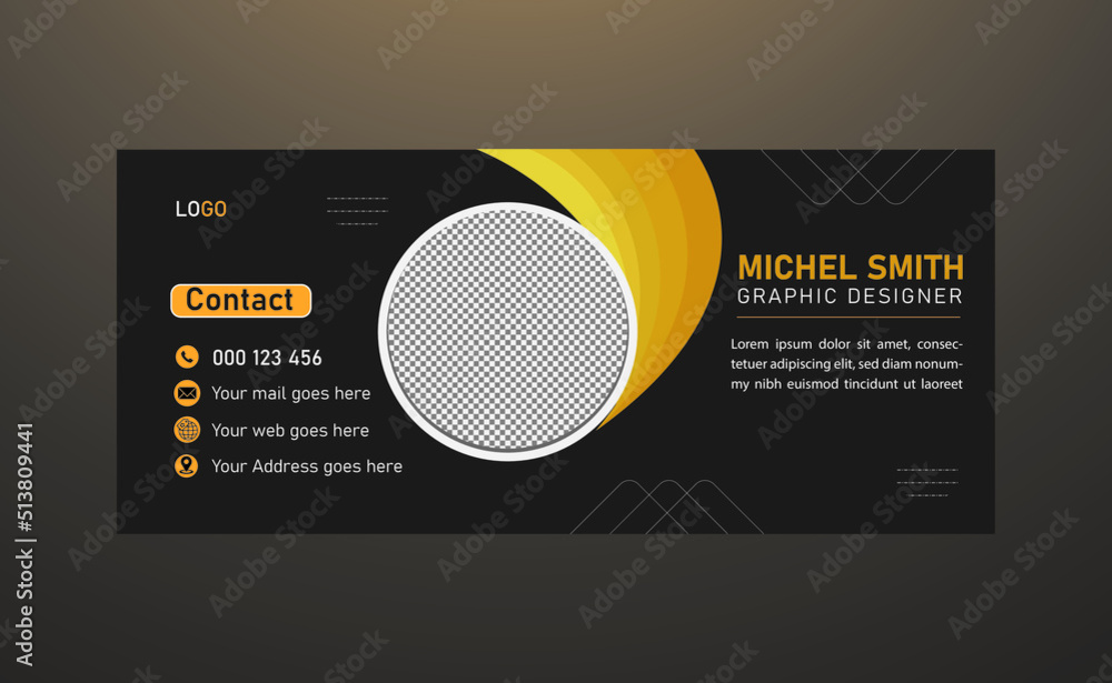 Facebook cover page banner template with modern layout Black And Yellow ...
