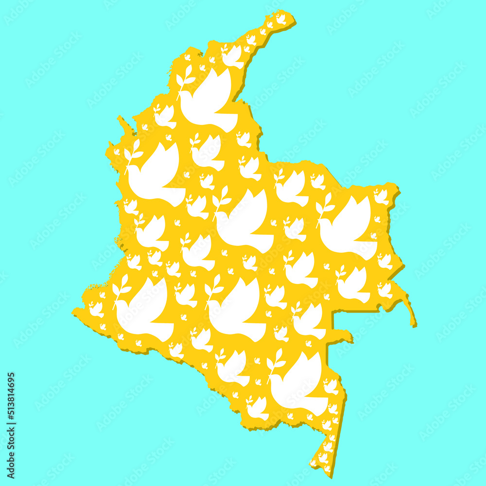 Mapa de Colombia con palomas blancas Stock Vector | Adobe Stock