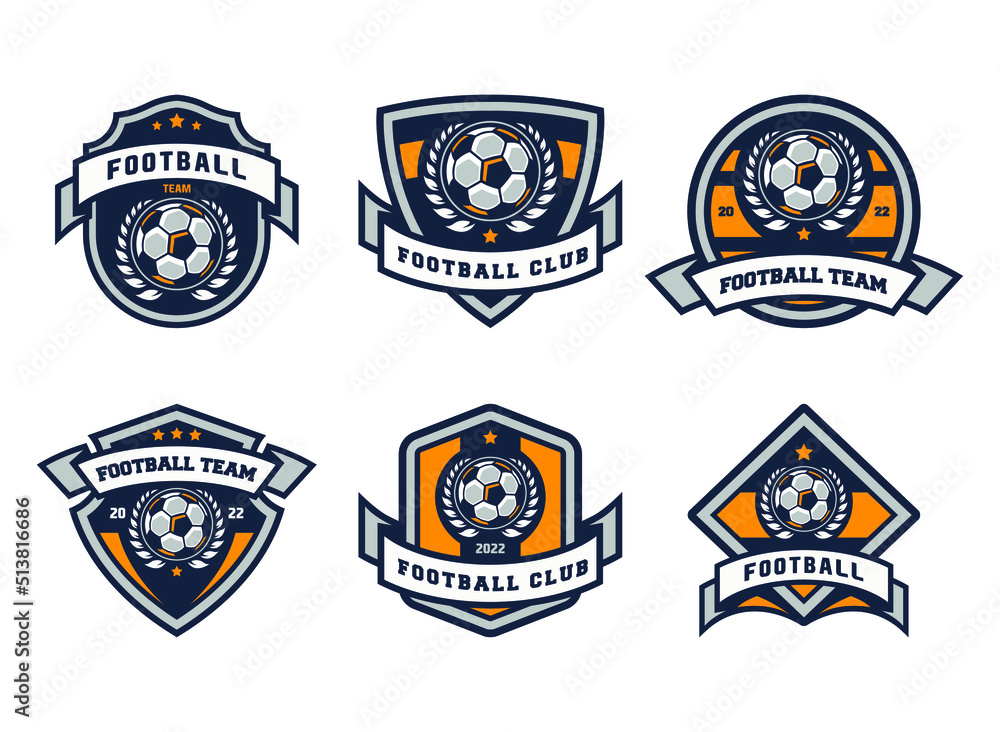 Set of soccer Logo or football club sign Badge. Football logo with ...