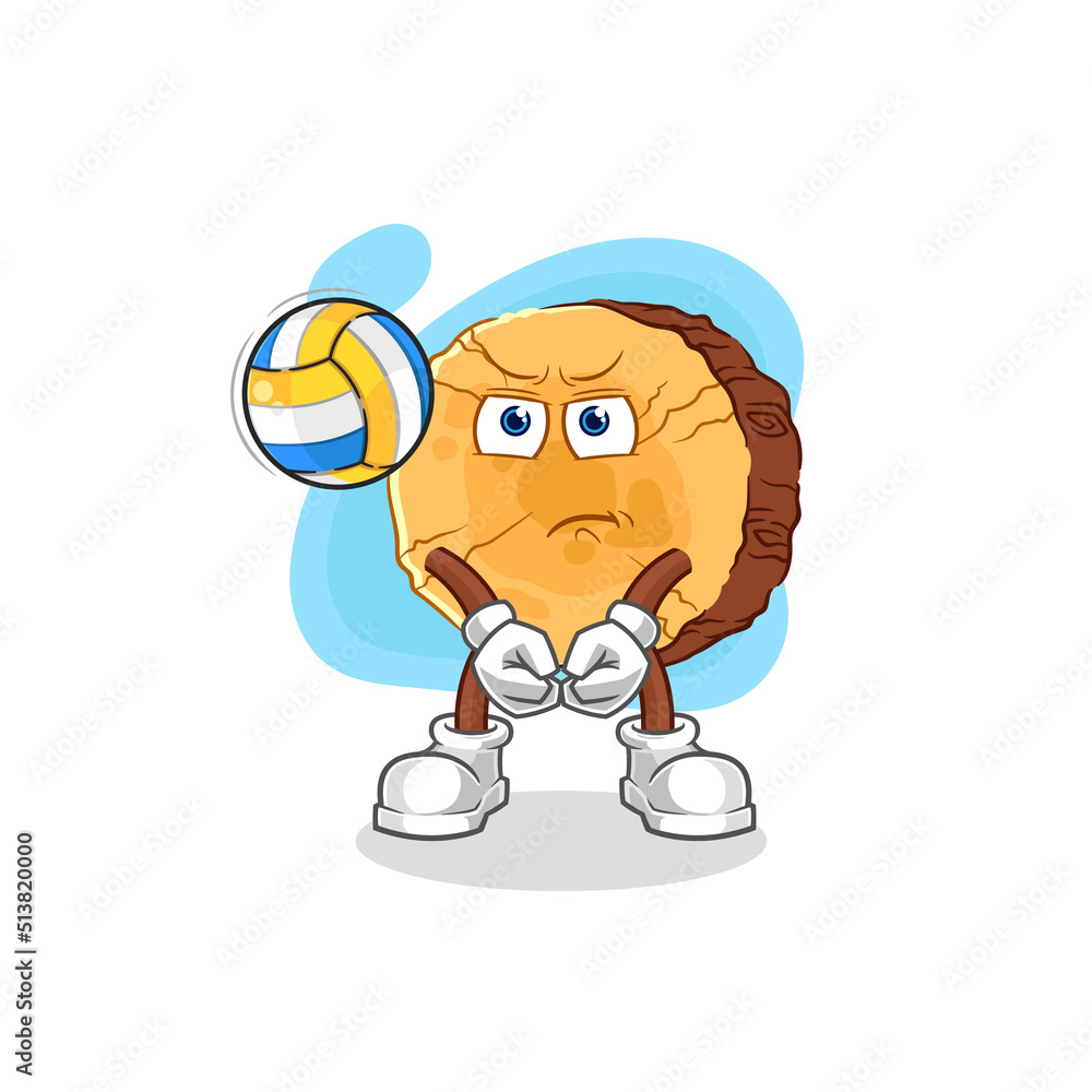 round log play volleyball mascot. cartoon vector Stock Vector | Adobe Stock