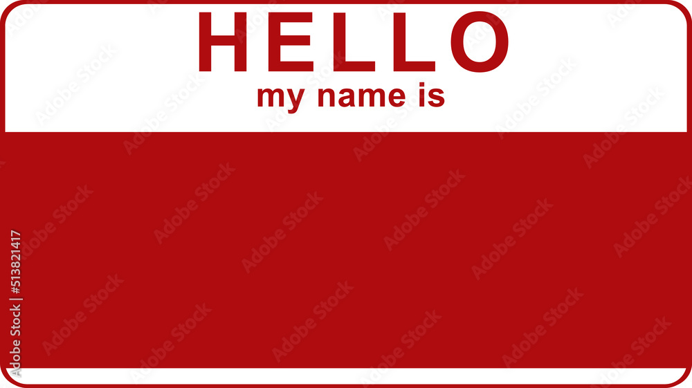 Red vector "Hello my name is" label sticker. Stock Vector | Adobe Stock