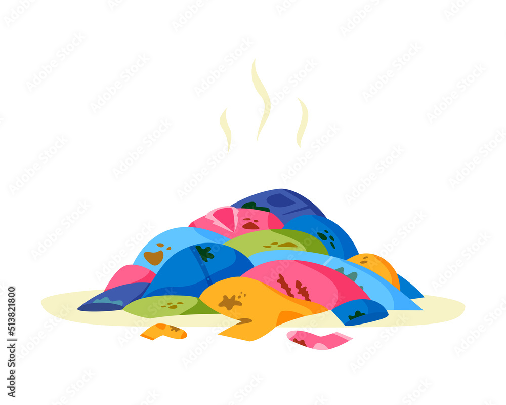 Pile of clothes on floor. Heap of dirty stinky laundry. Stack of dirty ...