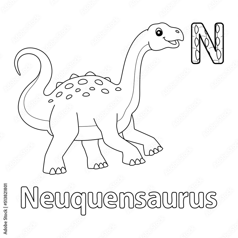 Neuquensaurus Alphabet ABC Coloring Page N Stock Vector | Adobe Stock