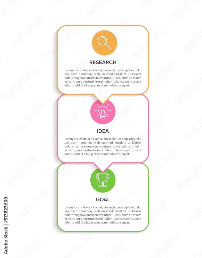 Vertical infographic design with icons and 3 options or steps. Thin ...