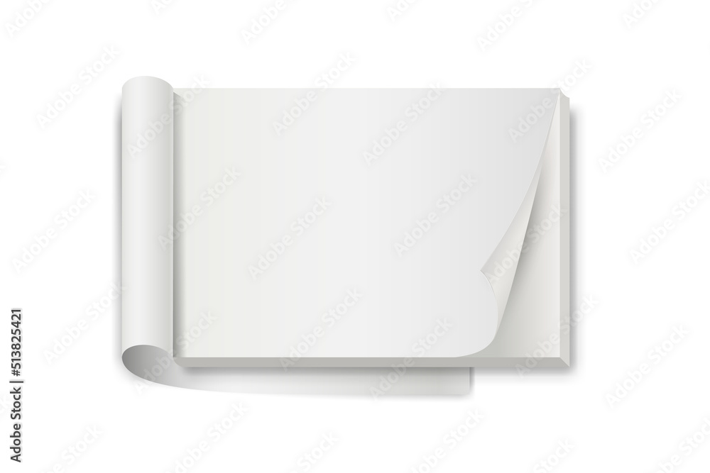 Vetor de White tear off notebook or calendar on white. 3d realistic ...