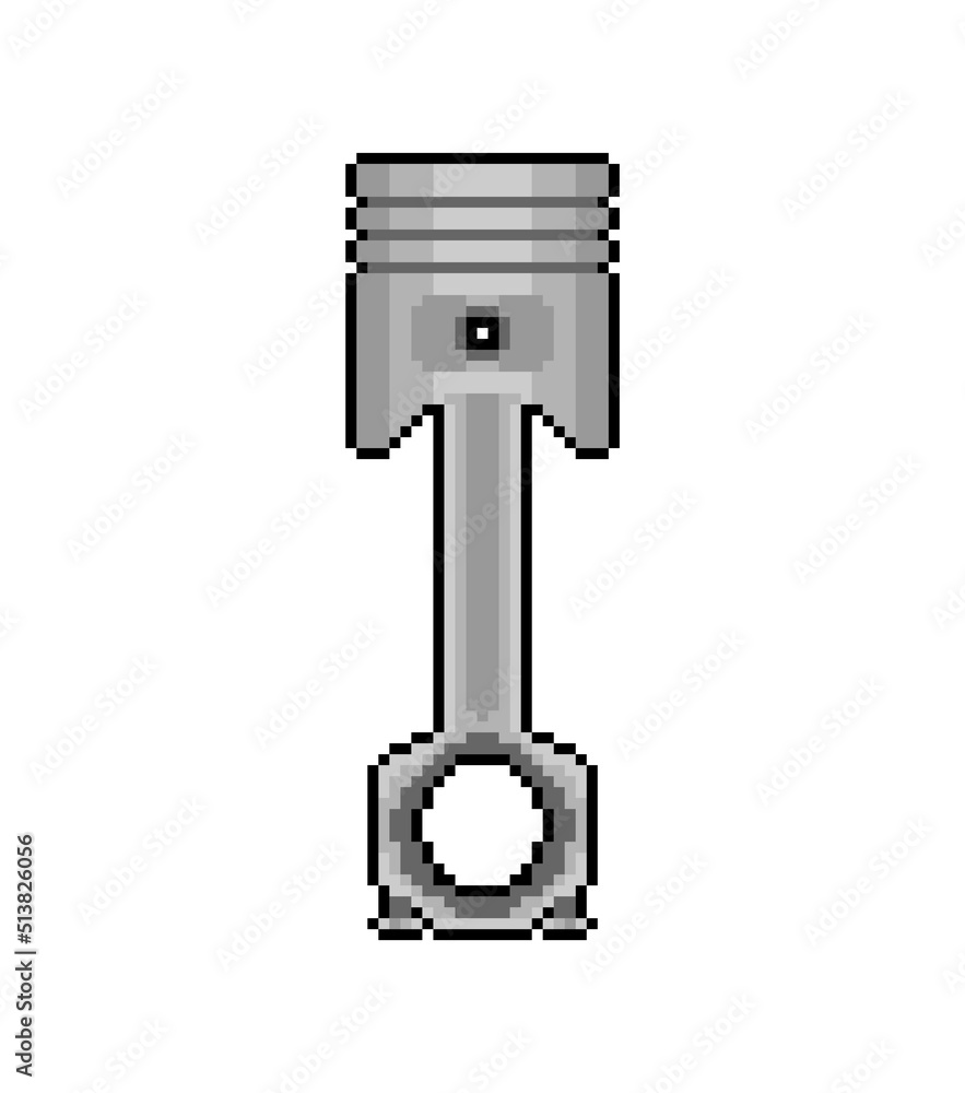 Engine piston pixel art. 8 bit motorcycle pistons icon. pixel art ...