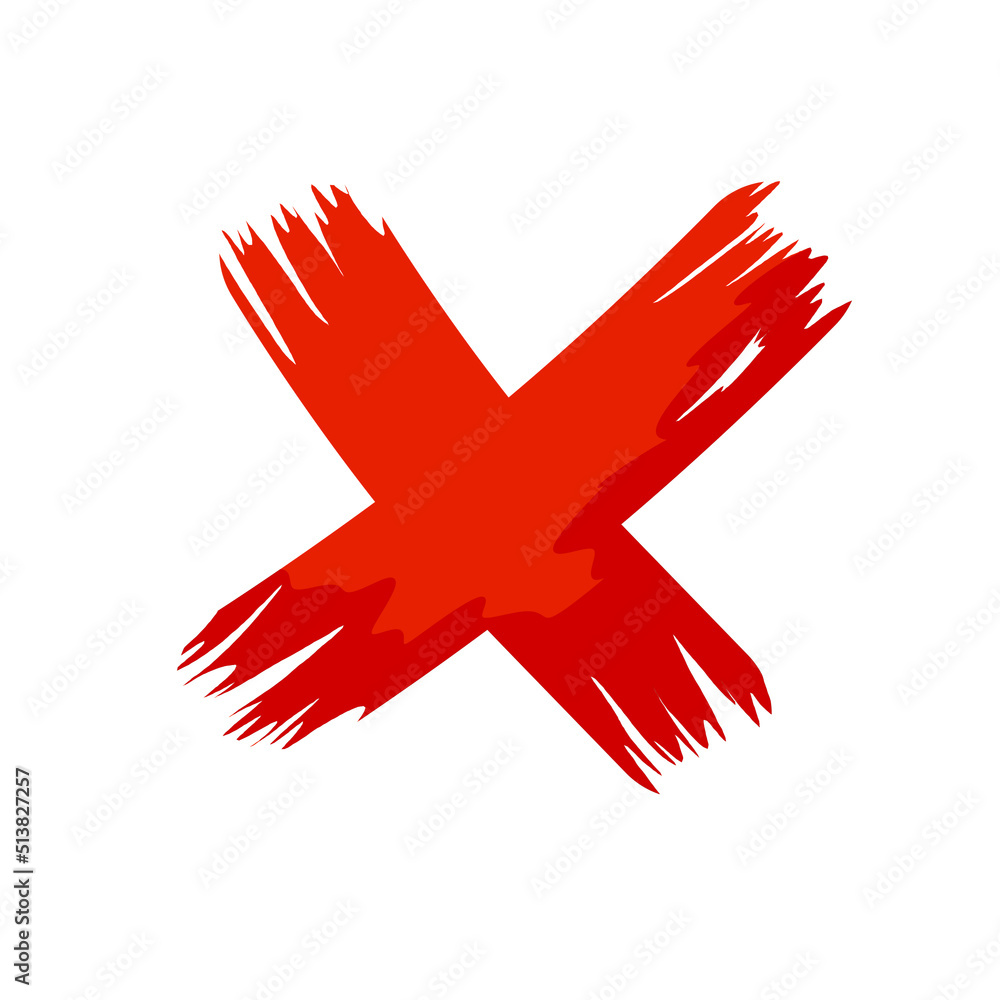 Cross symbol. Blot and ban. Against and refusal. Flat cartoon ...