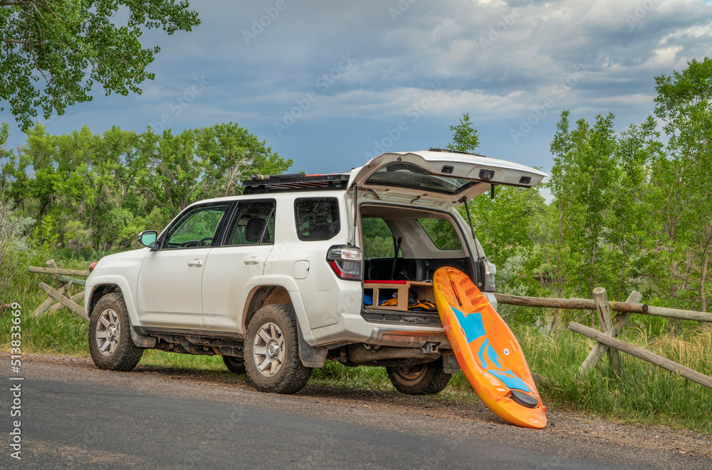 Fort Collins, CO, USA - June 27, 2022 : A prone kayak by Bellyak is ...