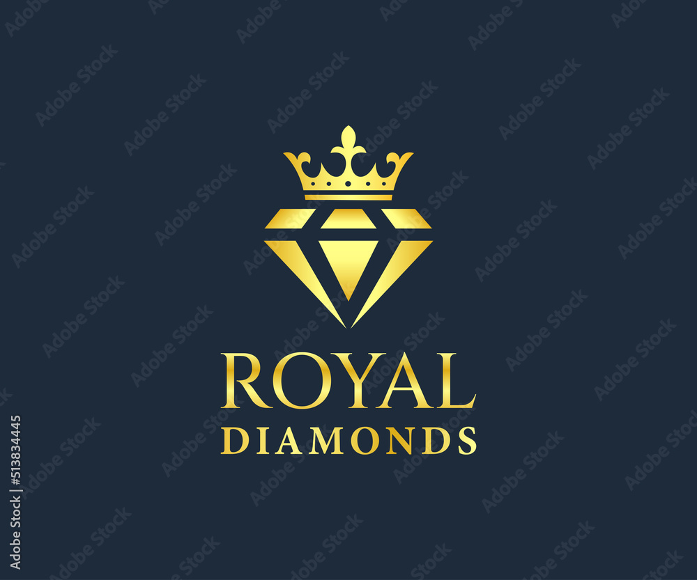 Royal Diamond Logo. Gold Luxury Diamond Logo Design Template. Stock ...