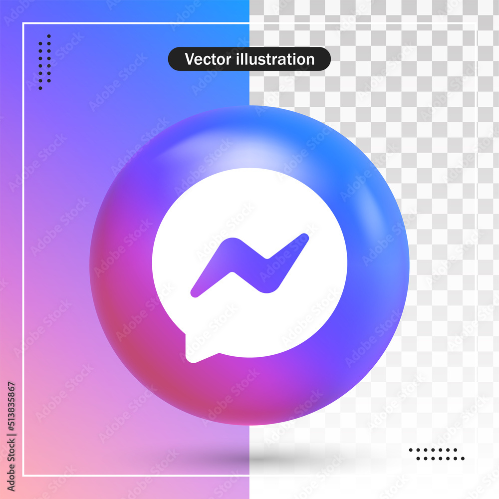 3d messenger logo, messenger icon, facebook messenger circle button ...
