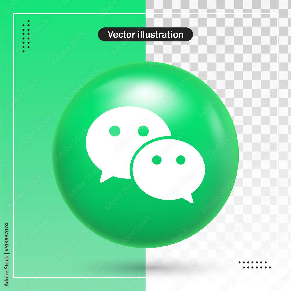 3d wechat logo, wechat icon, wechat circle button modern 3d. wechat ...