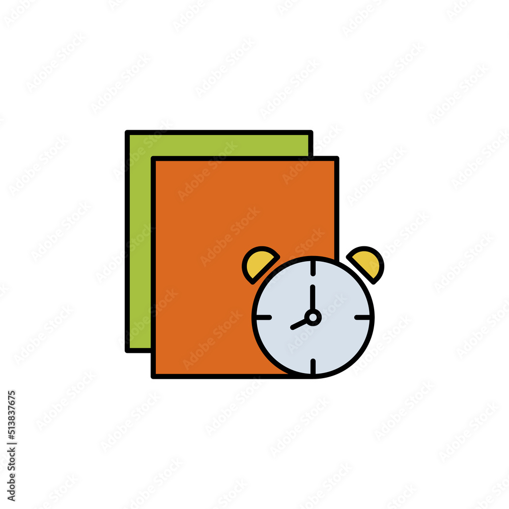 checklist, clock, list, memo, task line illustration. element of ...