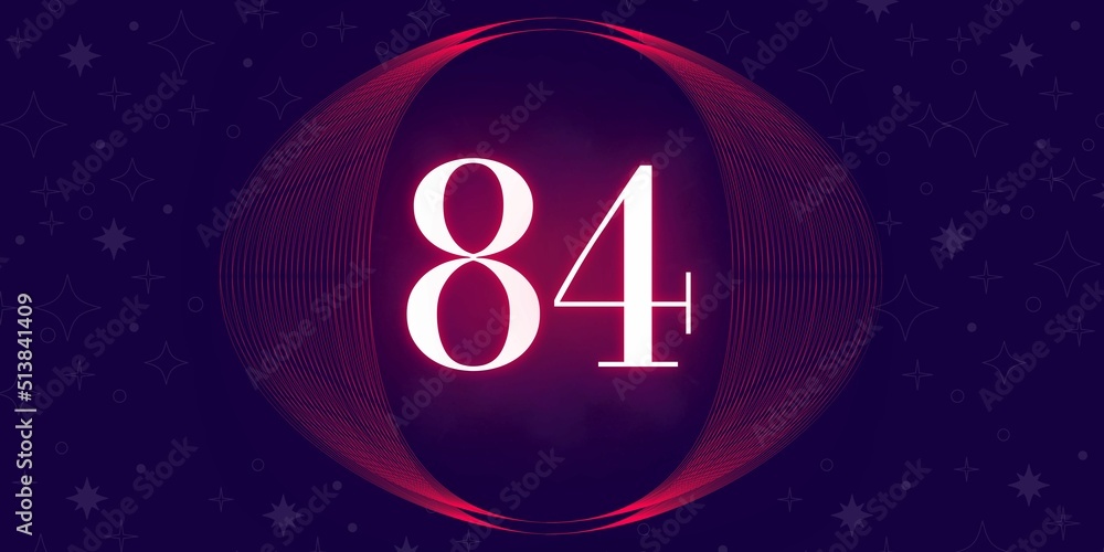 Number 84. Banner with the number eighty four on a blue background and ...