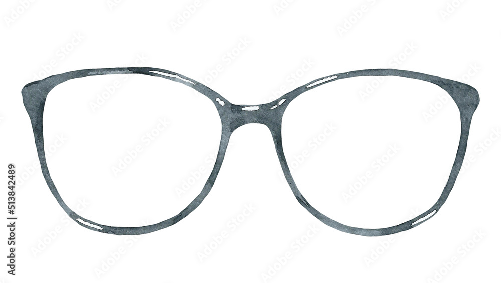 Hand-painted Watercolor black glasses illustration Watercolor hipster ...