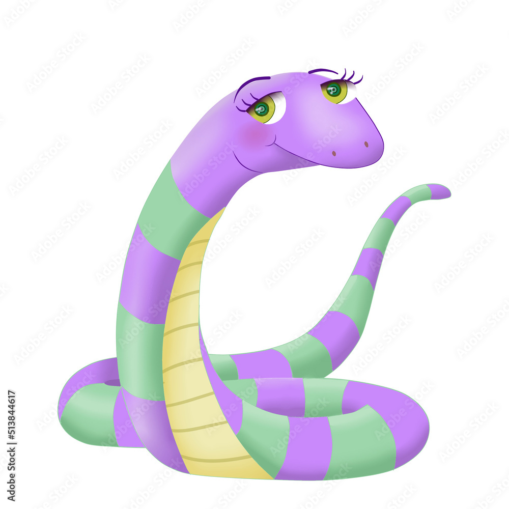 Culebra, ilustración, rayas, ojos verdes, mapanare, comic Stock ...