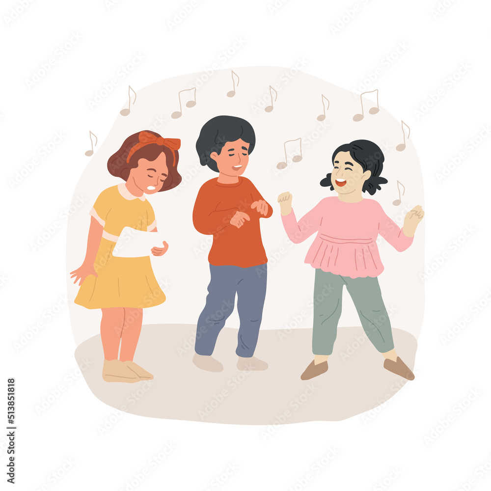 Singing songs isolated cartoon vector illustration. Learn words by ...