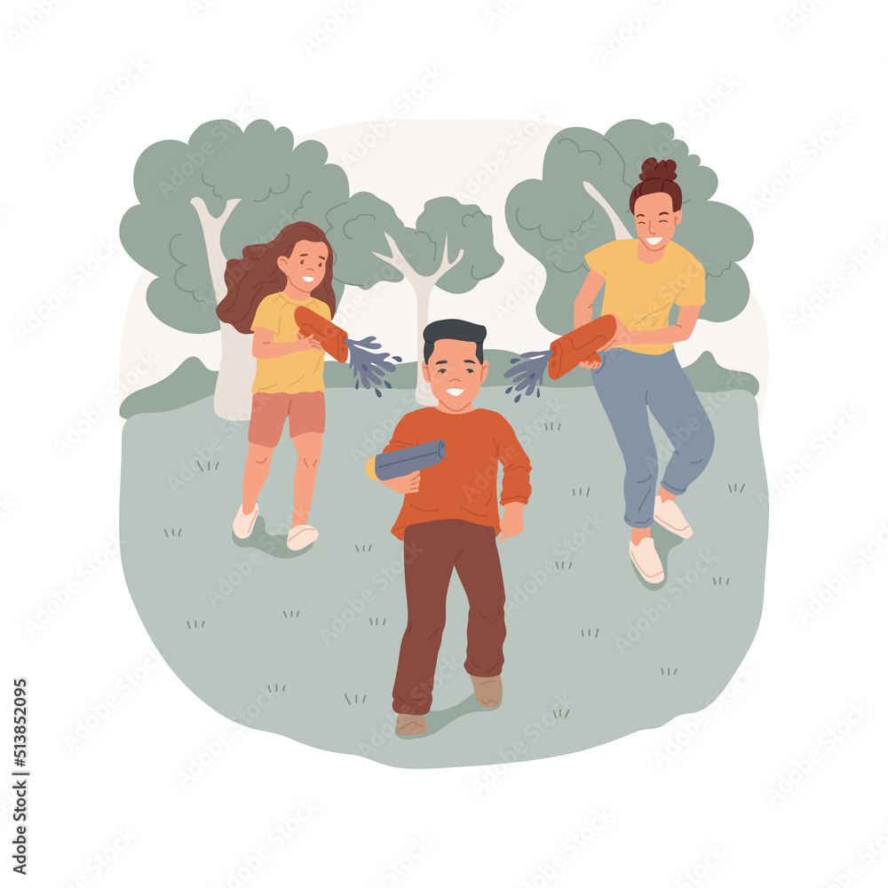 Squirt gun fun isolated cartoon vector illustration. Water gun battle ...