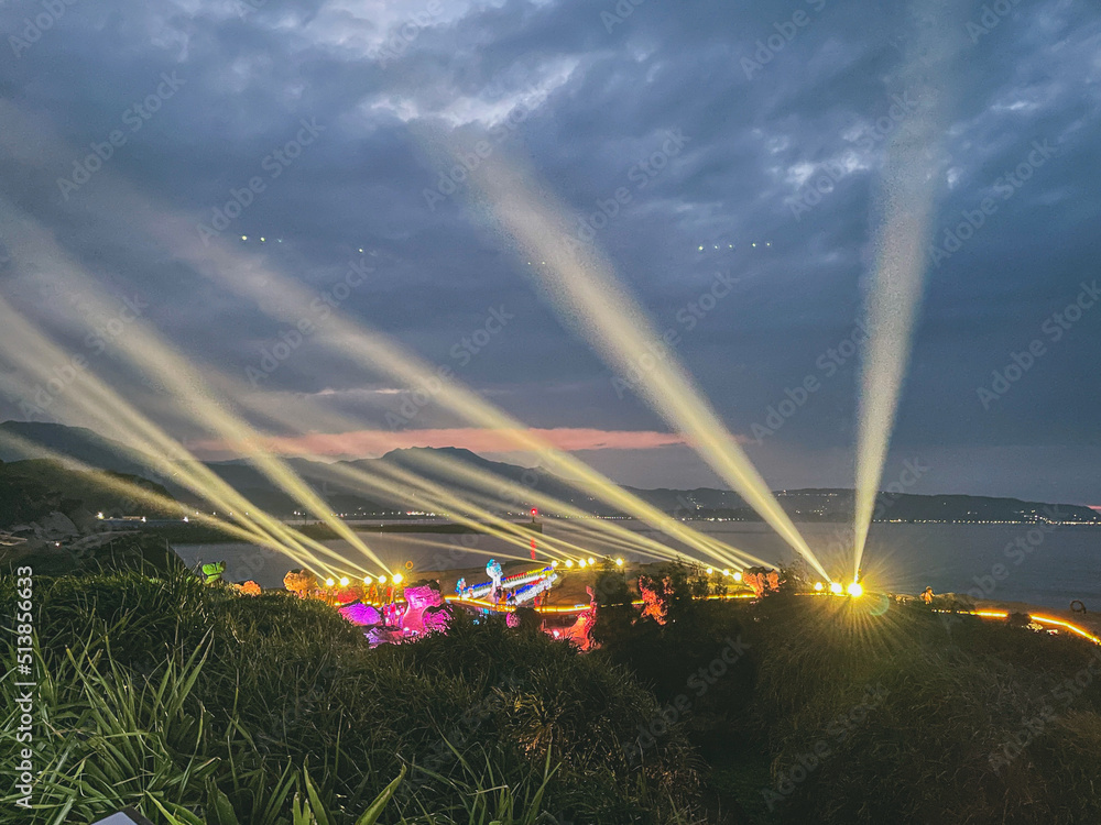Beautiful light show at night Stock Photo | Adobe Stock