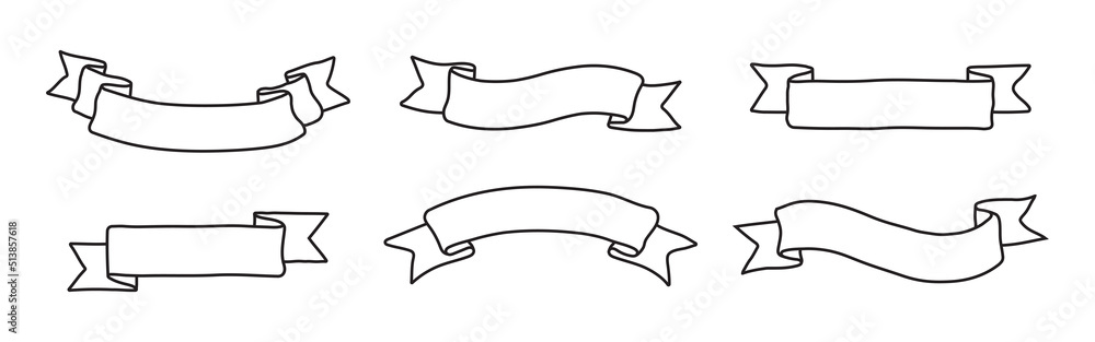 Ribbon simple black thin line icons vector set Stock Vector | Adobe Stock