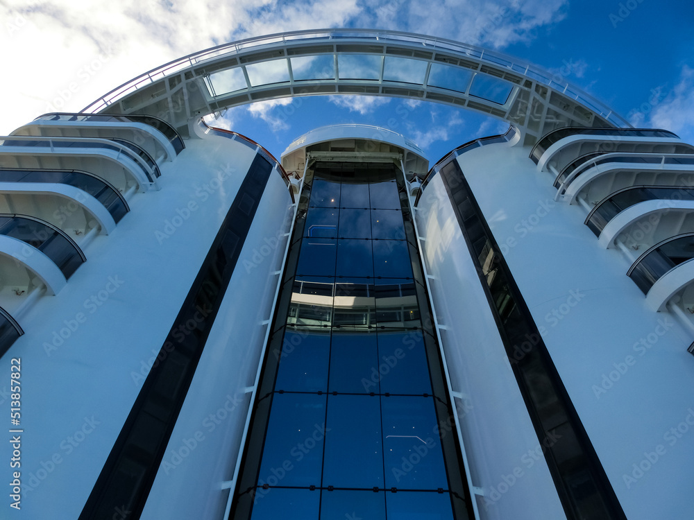 Miami, USA - April 29, 2022: Glass floor bridge at new cruise ship or ...