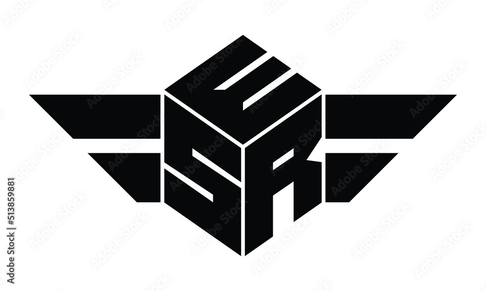 ESR three letter gaming logo in polygon cube shape logo design vector ...