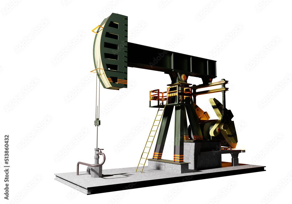 Oil derrick. Pump pumps oil out of ground. Oil field equipment ...