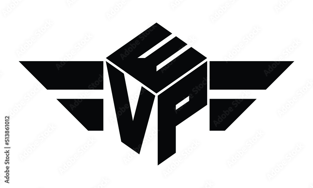 EVP three letter gaming logo in polygon cube shape logo design vector ...