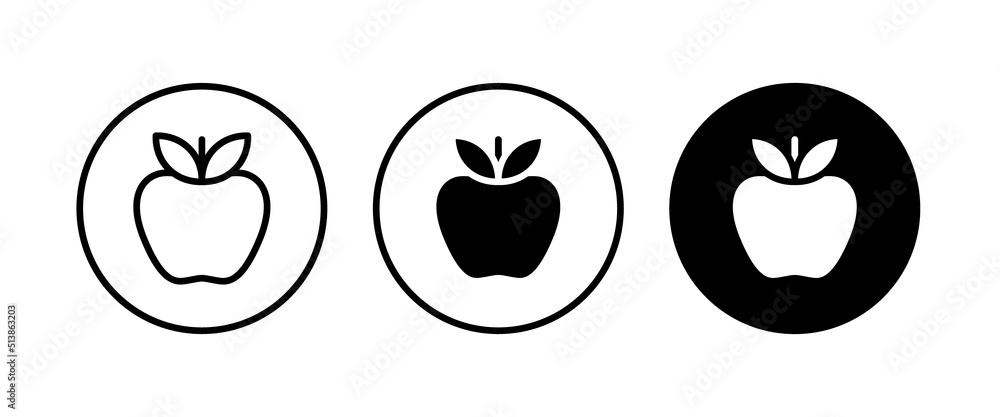 Apple vector icon. Apple fruit icons button, vector, sign, symbol, logo ...