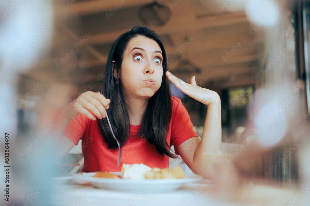 Greedy Hungry Customer Eating a too Hot Meal in a Restaurant - Funny ...