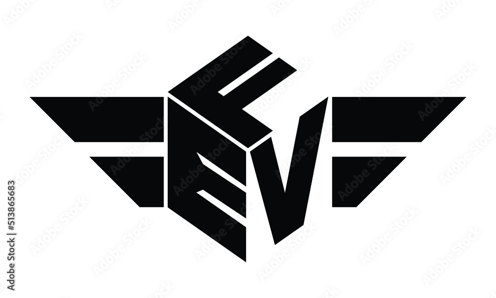 FEV three letter gaming logo in polygon cube shape logo design vector ...