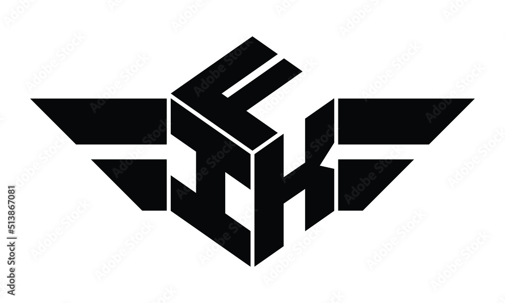 FIK three letter gaming logo in polygon cube shape logo design vector ...