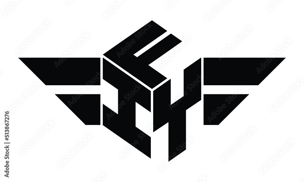 FIY three letter gaming logo in polygon cube shape logo design vector ...