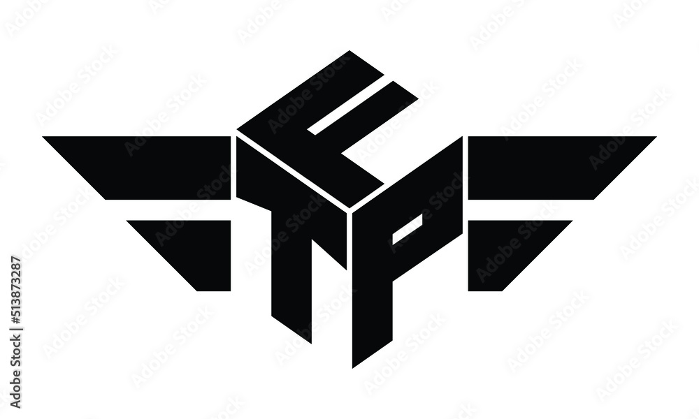 FTP three letter gaming logo in polygon cube shape logo design vector ...