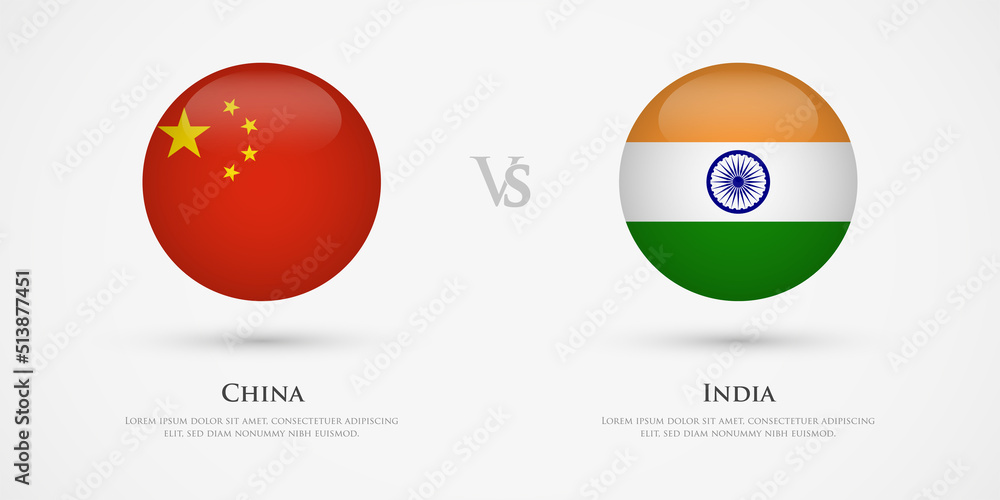 China vs India country flags template. The concept for game ...
