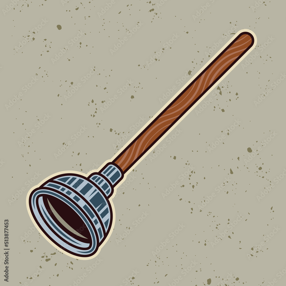 Plunger vector colored illustration in cartoon style isolated on light ...