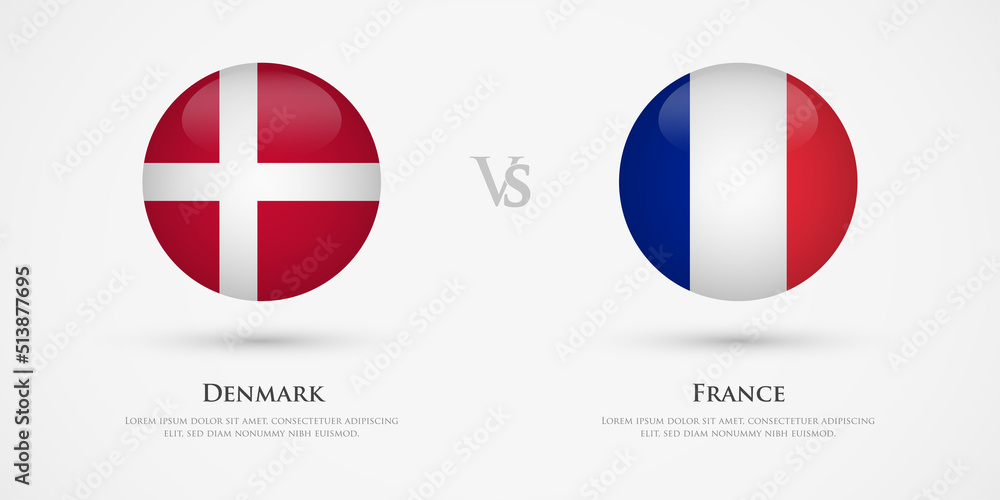 Denmark vs France country flags template. The concept for game ...