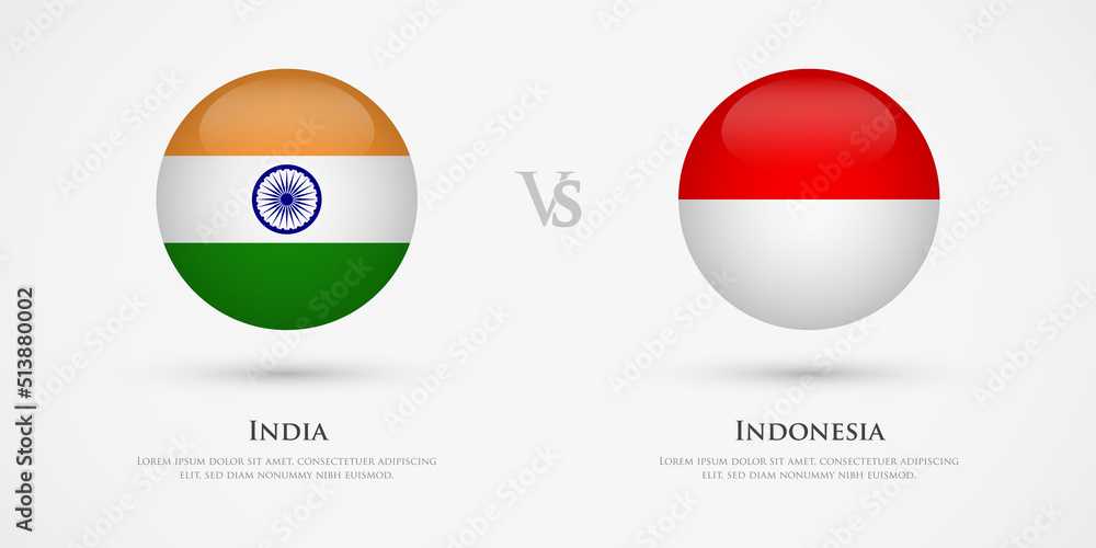 India vs Indonesia country flags template. The concept for game ...