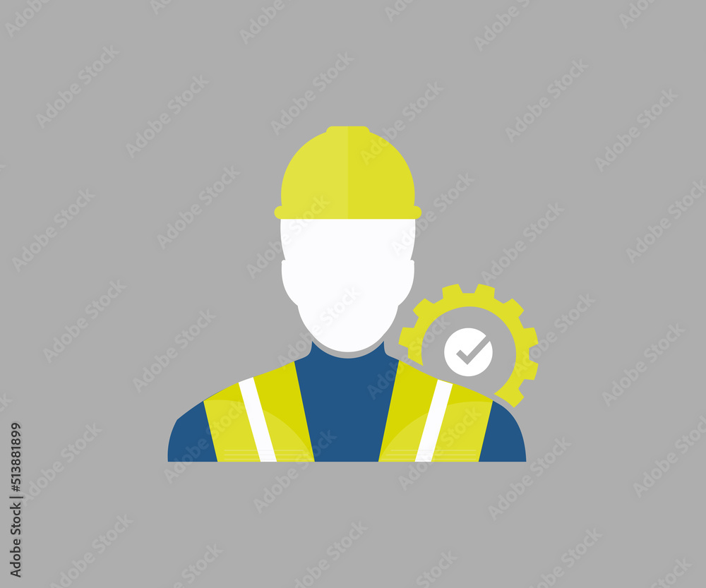 Safety Uniform and Hard Hat logo design. Industrial worker in safety ...
