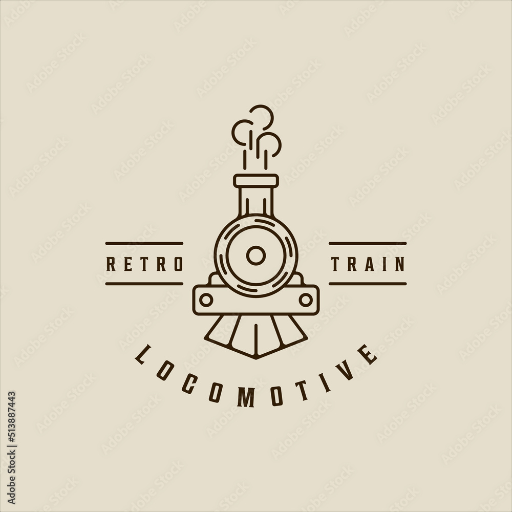 locomotive line art logo vector simple minimalist illustration template ...